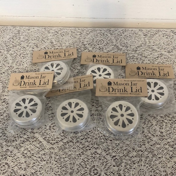 CTW | Kitchen | Lot Of 6 Standard Mason Jar Drinking Glasses Lids ...